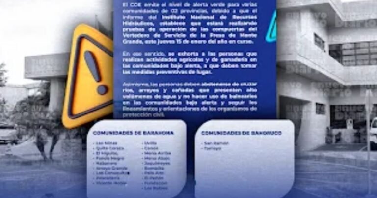 COE emite alerta preventiva en el suroeste por pruebas en la presa ...